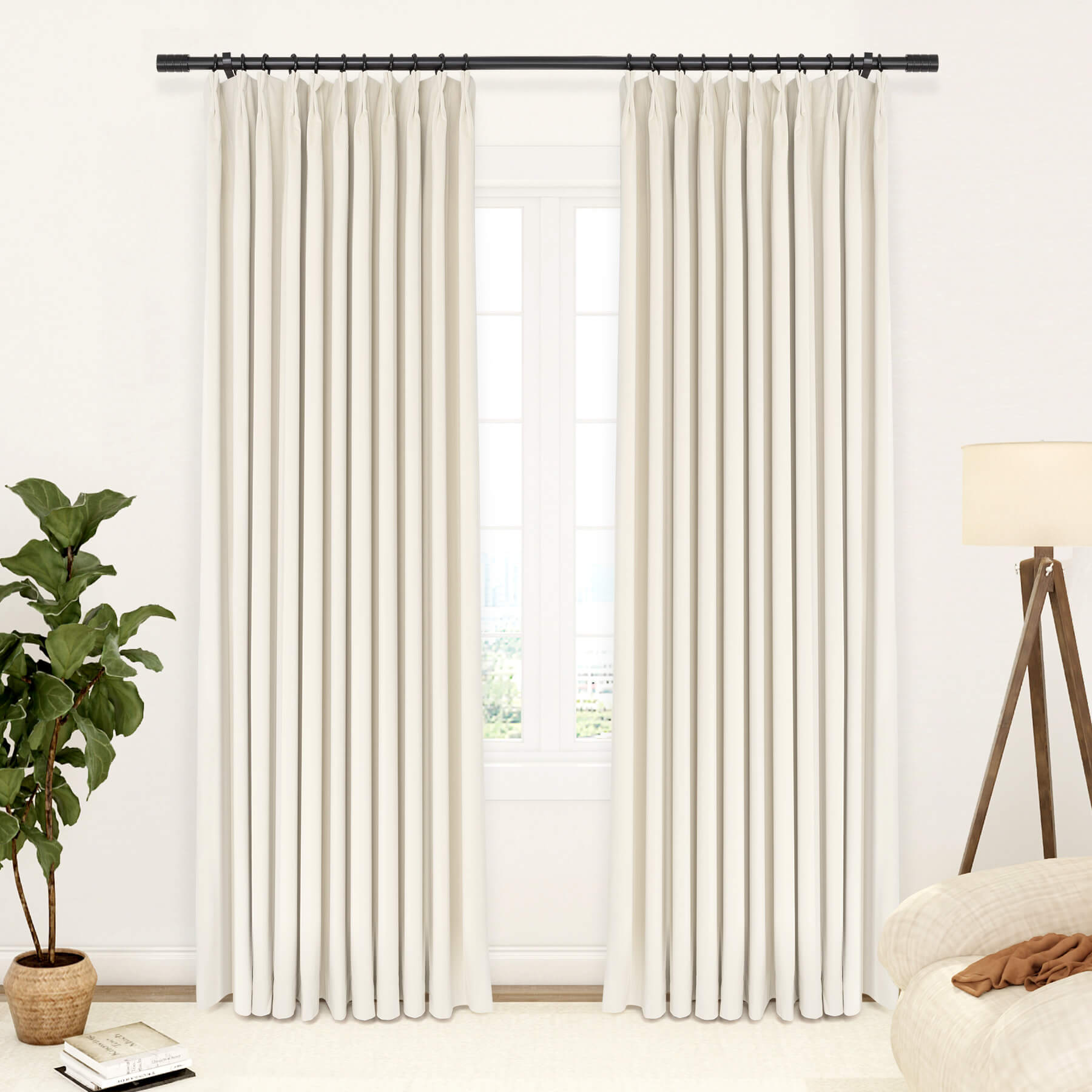 Custom Premium Polyester Velvet Curtains Pleated Living Room | Lustrowin